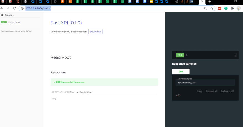 FastAPI ReDoc Documentation Interface - Triveni
